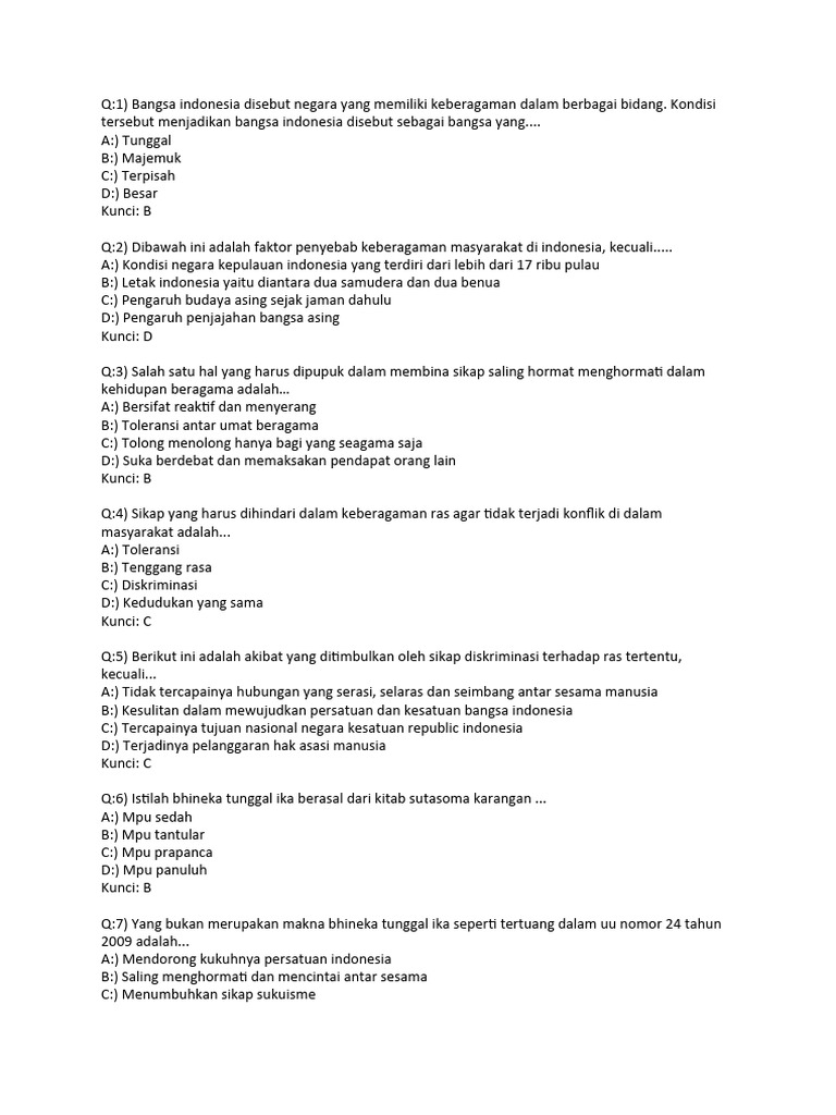 KELAS 7 SOAL PTS PPKN | PDF