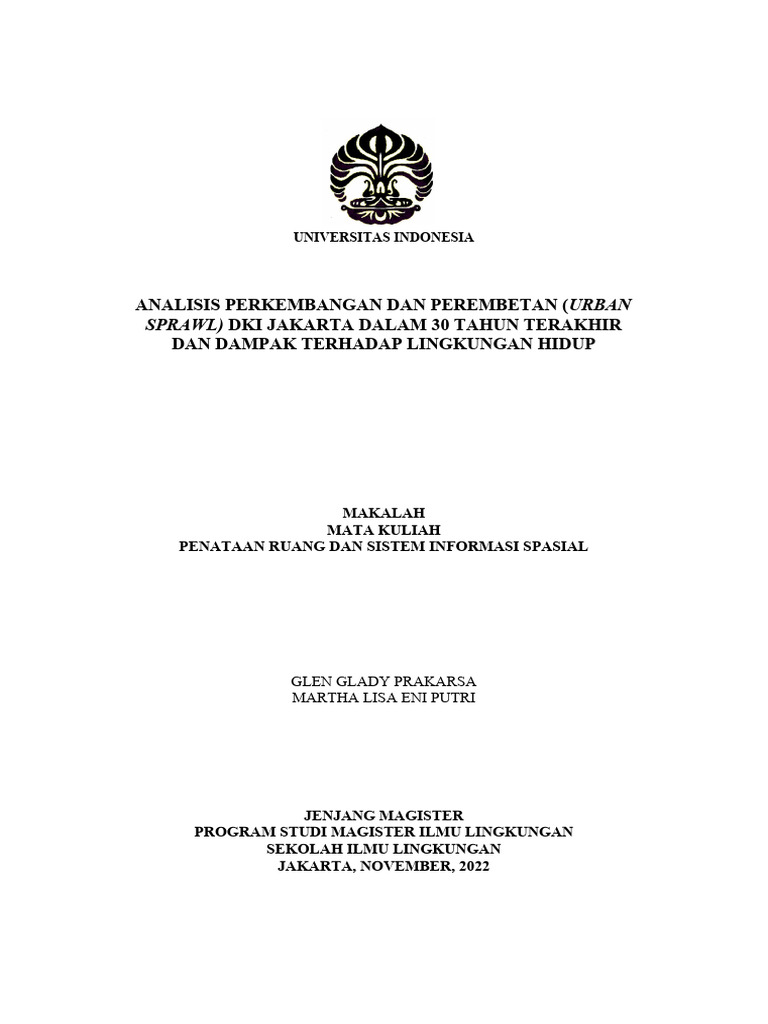Analisis Urban Sprawl | PDF | Pengelolaan Keuangan & Uang | Ilmu Sosial