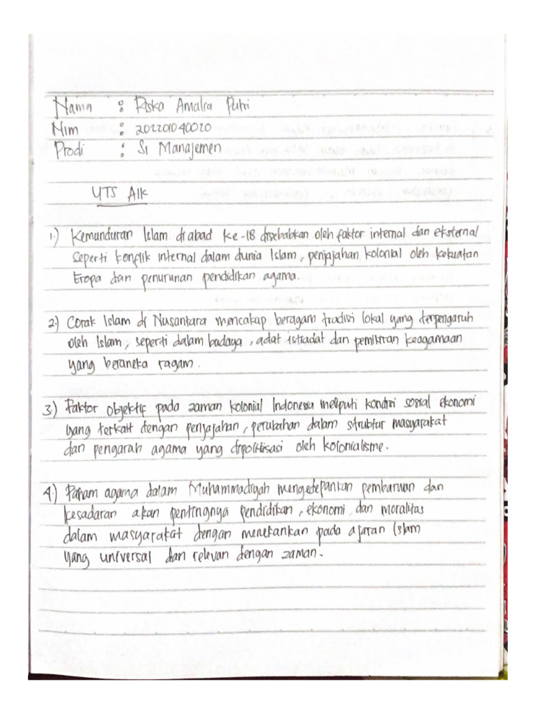 UTS RISKA AMALIA PUTRI AIK 202201040020 smt4 | PDF