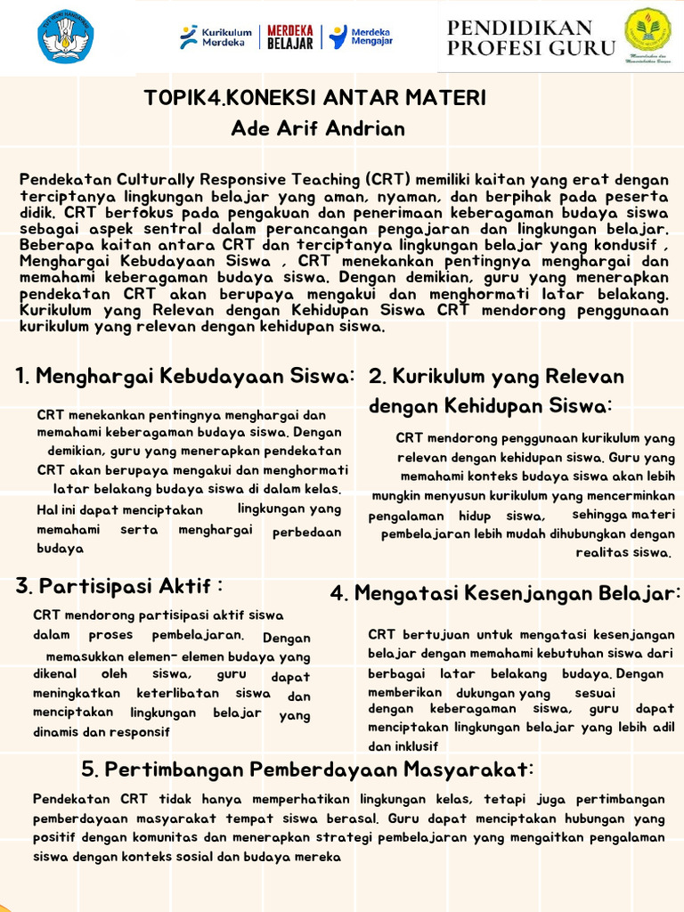 Ppa Topik4 Koneksi Antar Materi | PDF | Karier & Perkembangan