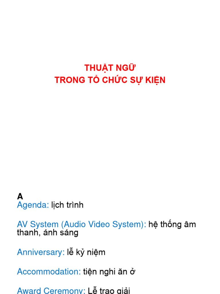 Thuat Ngu Trong To Chuc Su Kien | PDF