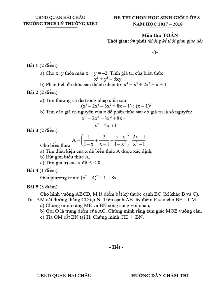 De Thi HSG Toan 8 LTK 17-18 | PDF