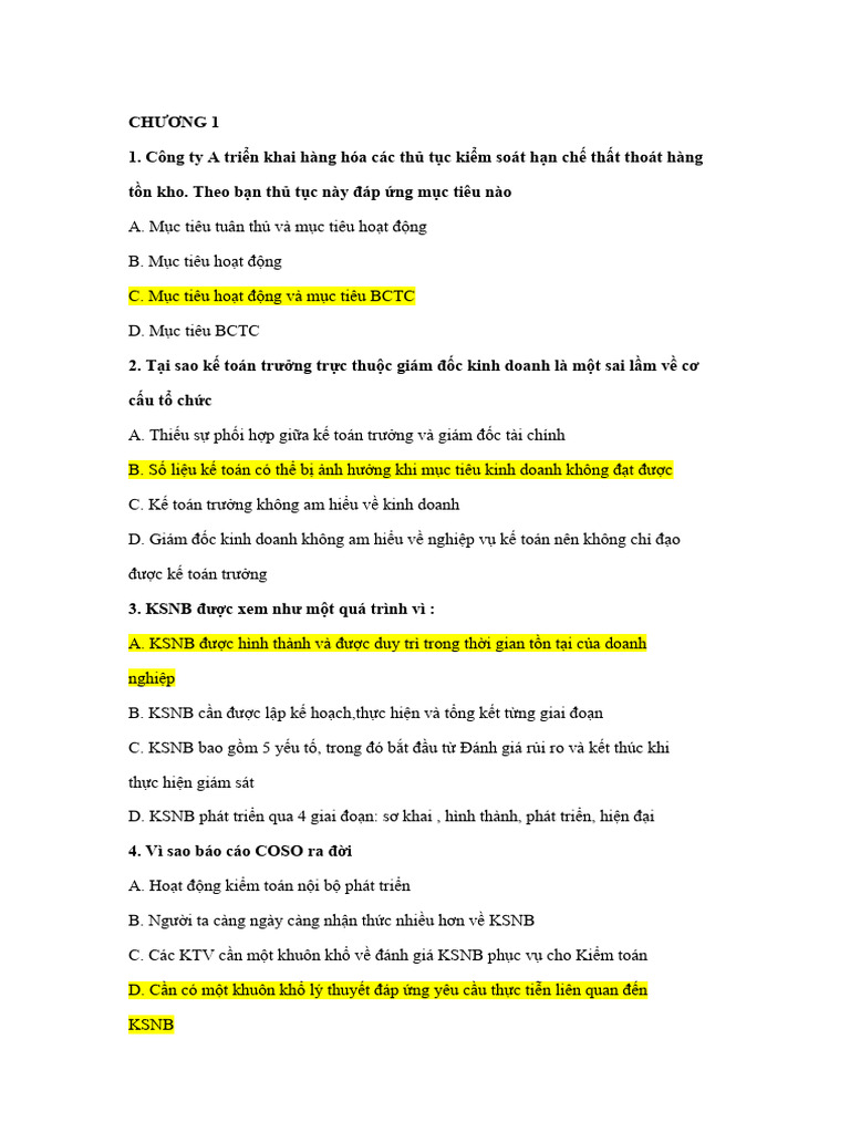 Trắc Nghiệm Ôn Tập Ksnb | PDF