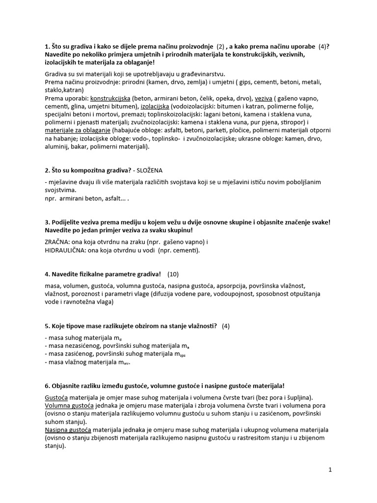 Gradiva Pitanja I Odgovori | PDF