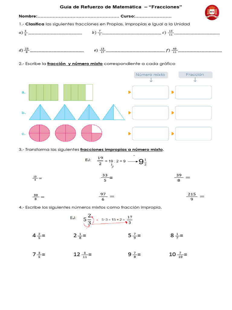 Gu-A de Trabajo de Fracciones N-1 | PDF