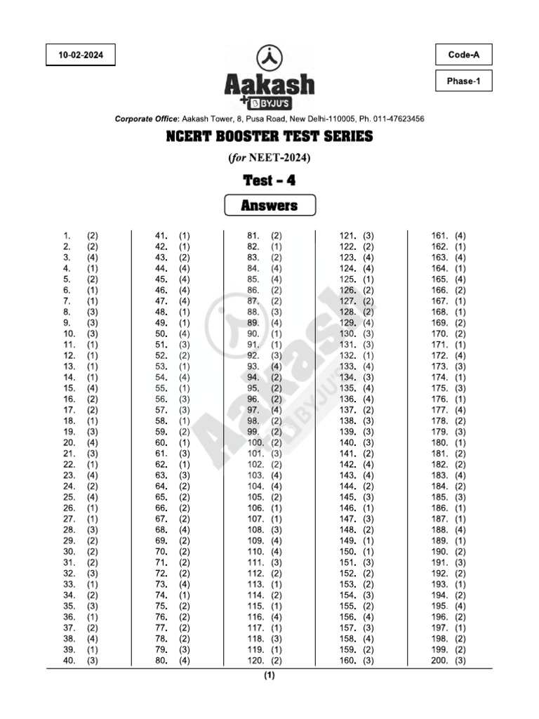 NBTS-4 RM (P1) (10-02-2024) Sol | PDF