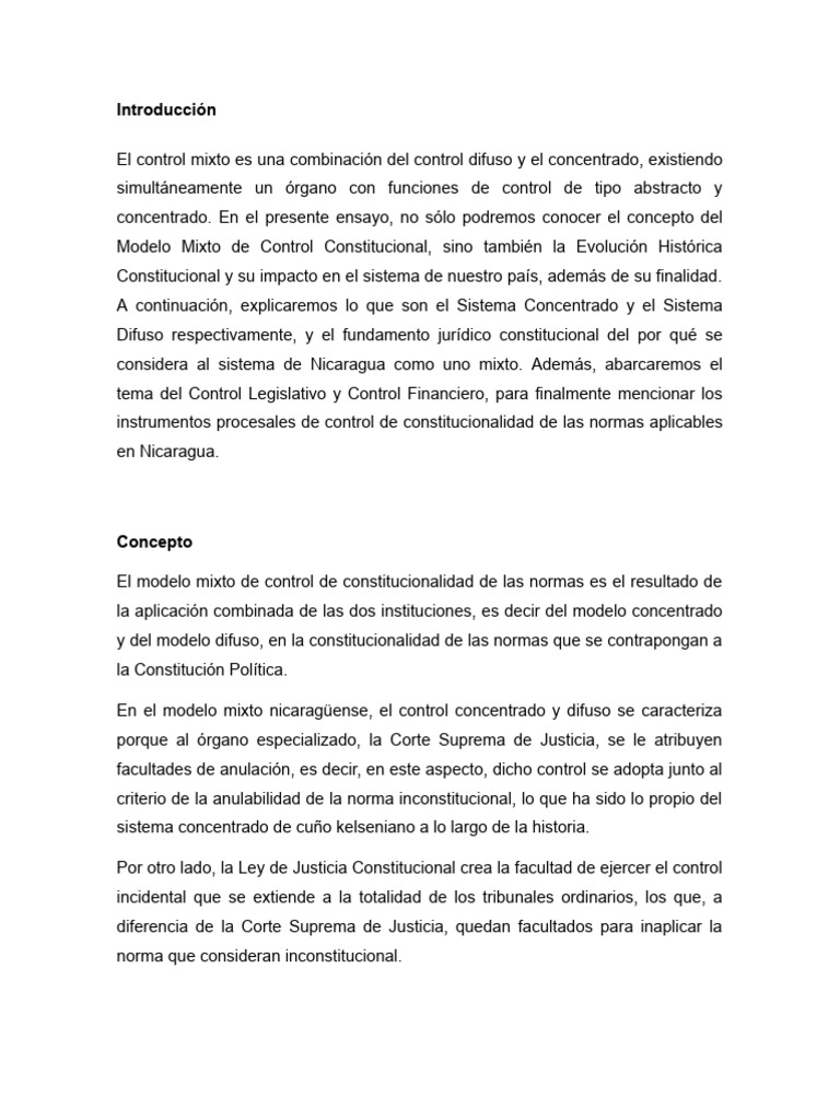 Copia de El Sistema Mixto de Control Constitucional en Nicaragua | PDF ...
