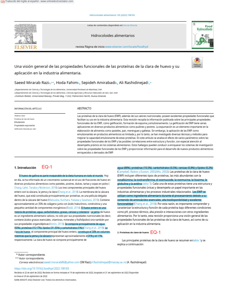 An Overview of The Functional Properties of Egg White Proteins (POR ...