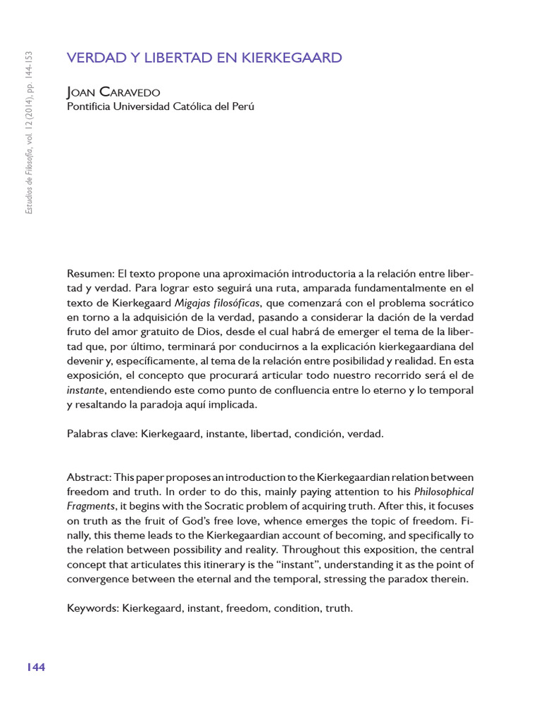 Verdad y Libertad en Kierkegaard | PDF | Verdad | Søren Kierkegaard