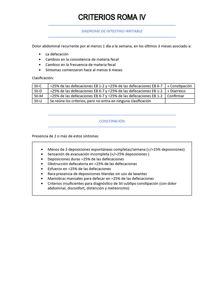 Criterios Roma IV | PDF