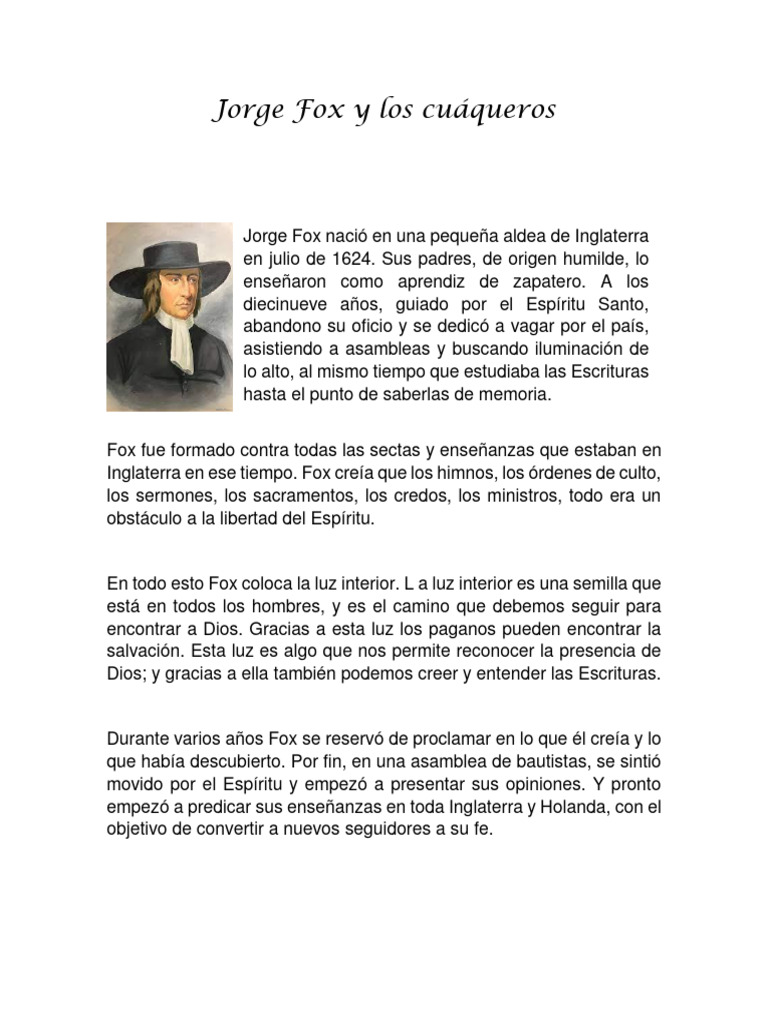 Jorge Fox y Los Cuáqueros | PDF