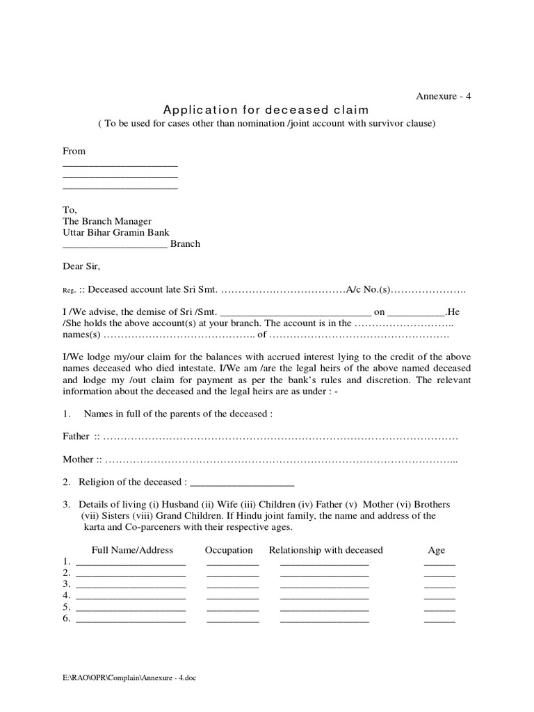 All in One Deceased Format | PDF | Indemnity | Common Law
