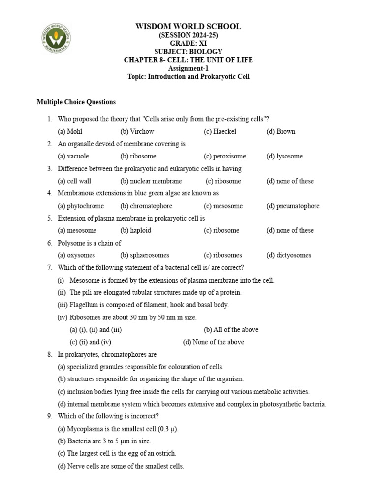 Cell Assignment-1 | Download Free PDF | Cell (Biology) | Ribosome