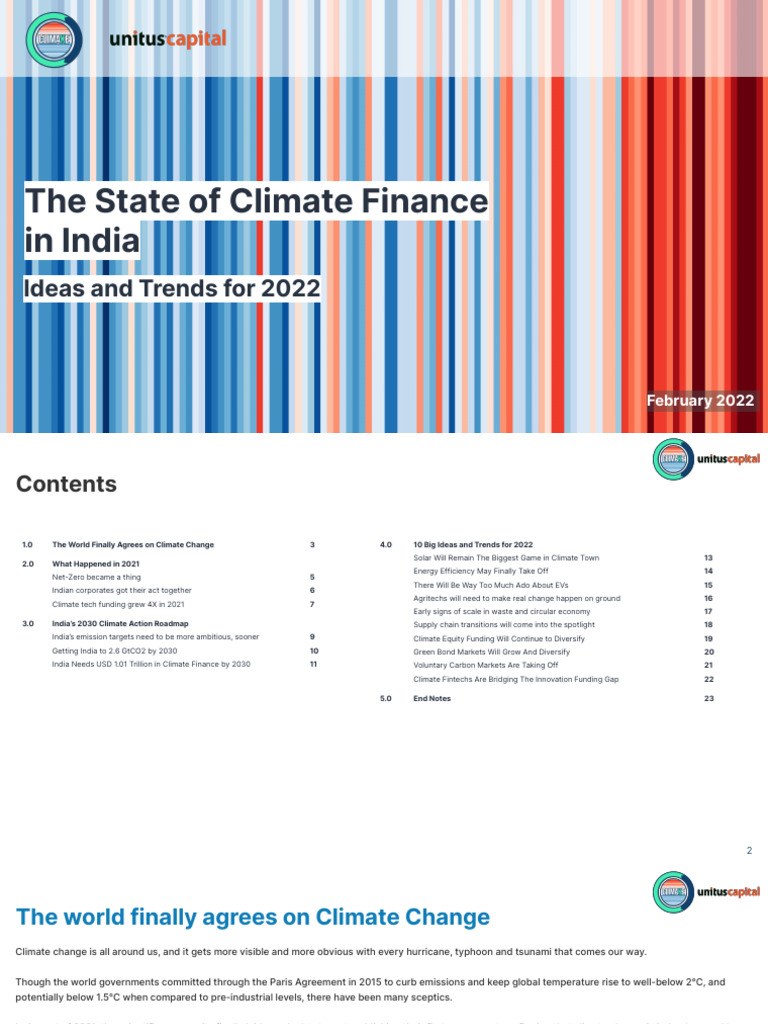 The State Of Climate Finance In India 2022 Pdf Climate Change