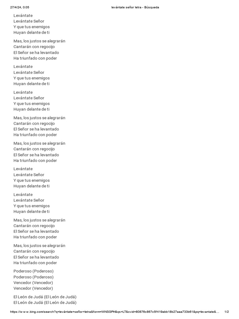 Levántate Señor Letra - Búsqueda | PDF