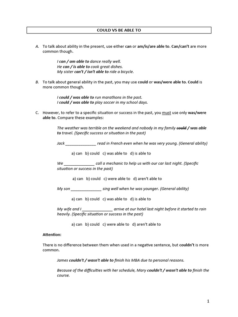 "Could vs. Be Able To: Usage Guide" | PDF