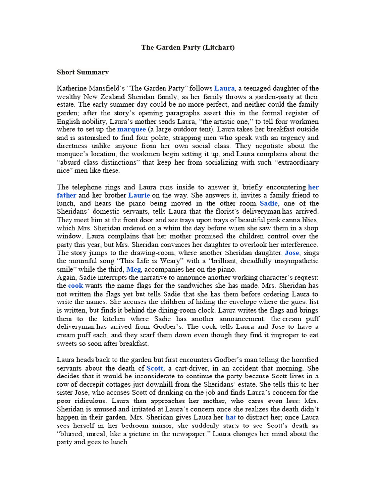 The Garden Party (Litcharts) | PDF | Narration | Empathy