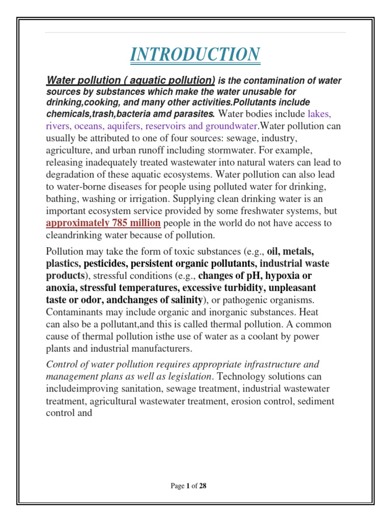 Water Pollution Causes and Solutions | PDF | Water Pollution | Pollution