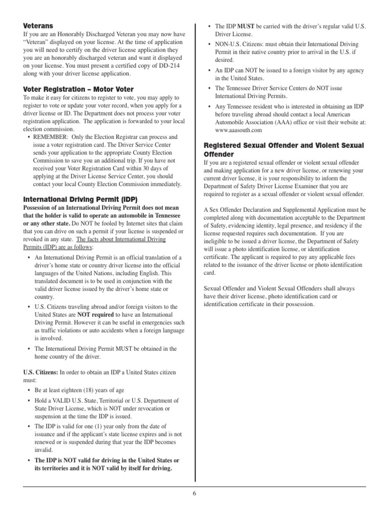 TN - Driver License - Manual 17 | PDF | Driver's License | Identity ...