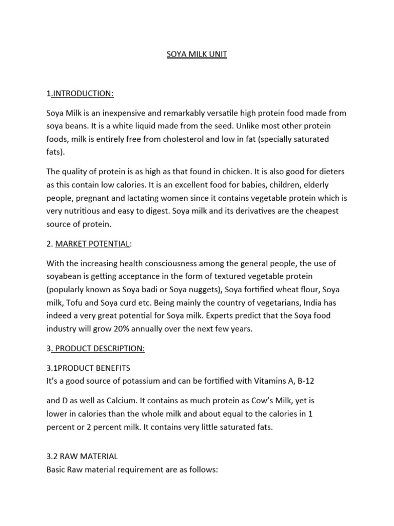 SOYA MILK UNIT-WPS Office | PDF | Soybean | Soy Milk