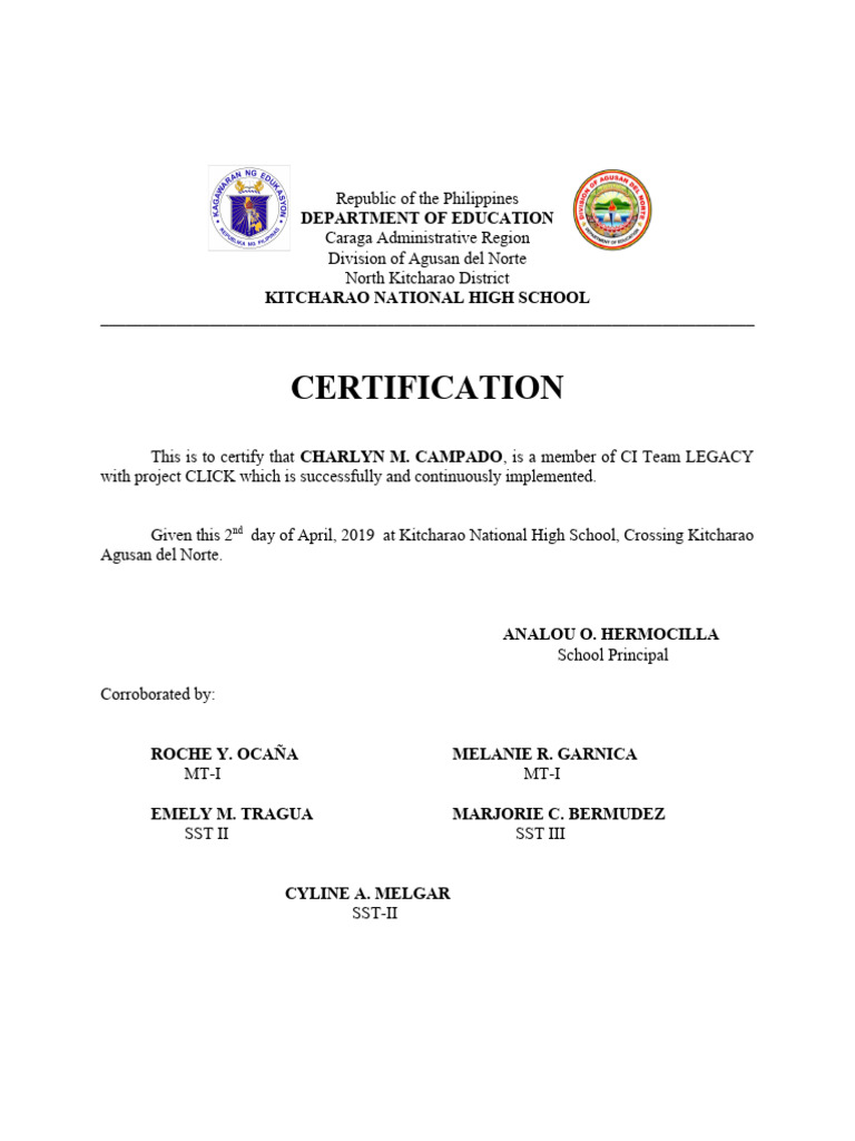 Certification With Corroboration | PDF