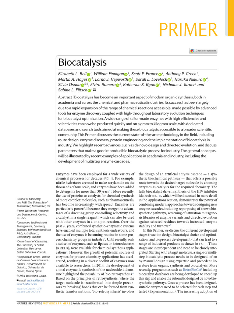 Primer: Biocatalysis | PDF | Polymerase Chain Reaction | Enzyme