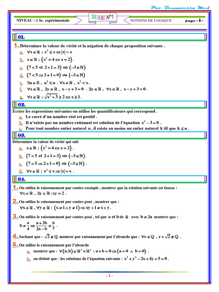 Logique Mathematique Exercices Non Corriges 1 4 | PDF | Logique mathématique | Logique