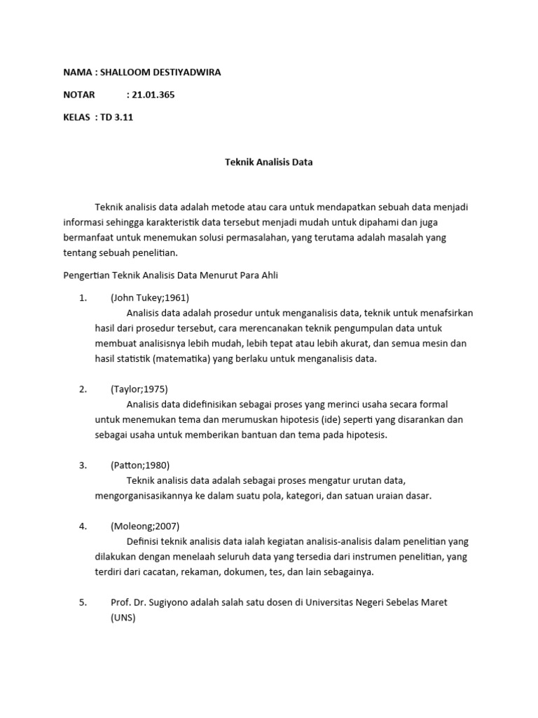 Definisi Analisis Data Menurut para Ahli | PDF