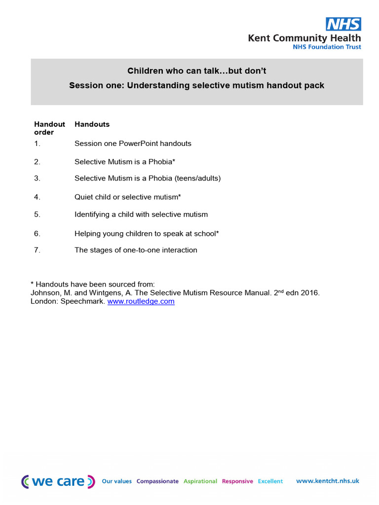 Selective Mutism | PDF | Phobia | Anxiety Disorder