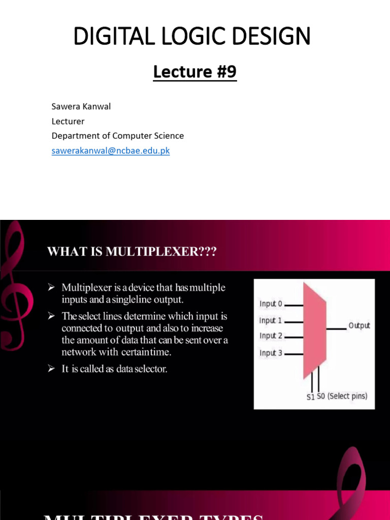 Digital Logic Design Lecture #9 | PDF | Computers | Technology ...