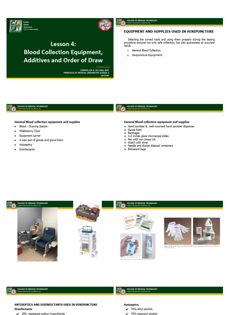 Lesson 4 - Blood Collection Equipment, Additives and Order o | PDF