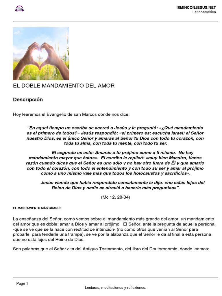 El Doble Mandamiento del Amor | PDF | Amor | eucaristía