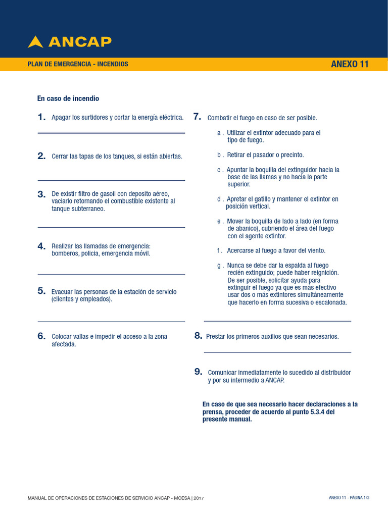 MOESA-Anexo 11 PLANES DE EMERGENCIA | PDF | Incendios
