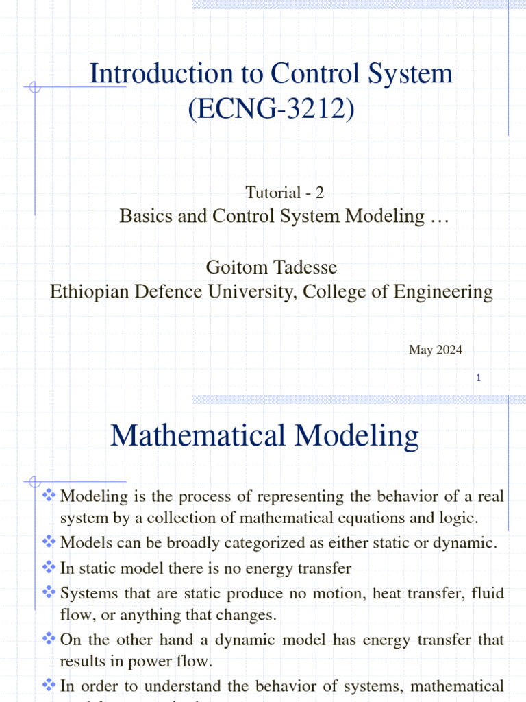 ECNG-3212 Lecture 02 | PDF | Mathematical Model | System
