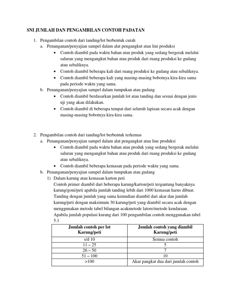Panduan Pengambilan Contoh Padatan SNI | PDF