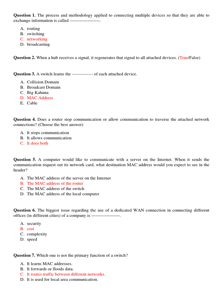 Quiz 1 - Solution | PDF | Computer Network | Osi Model