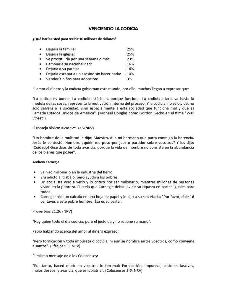 La - Codicia Tema8 | PDF