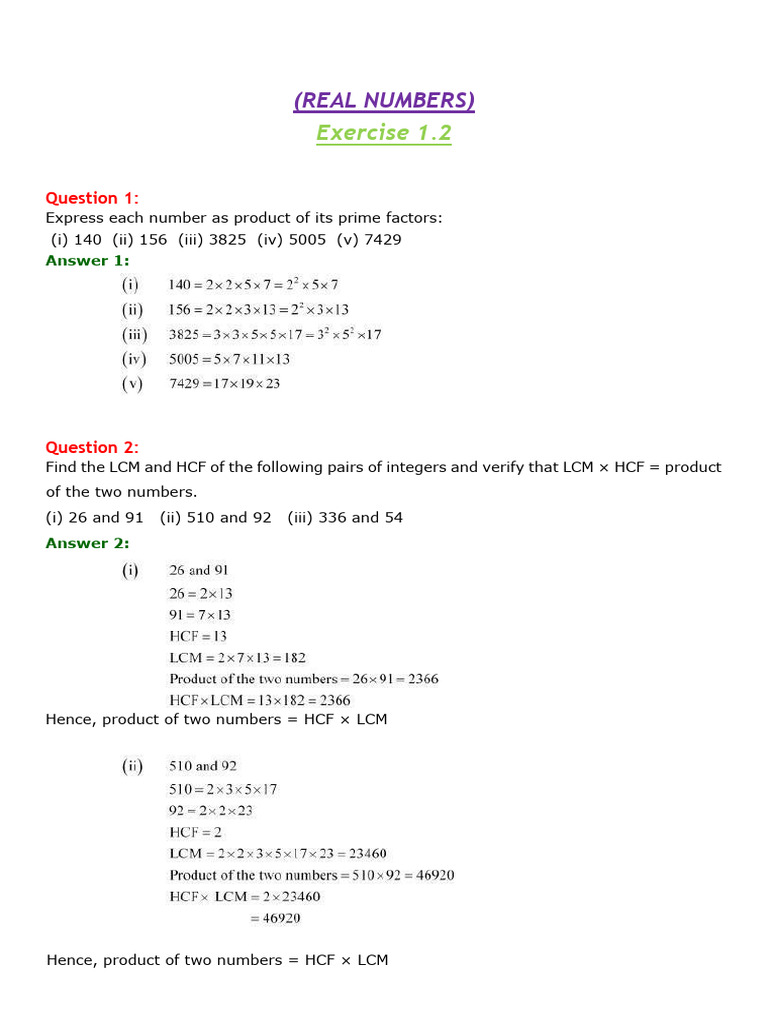 Excercise 1.2 | PDF | Factorization | Numbers