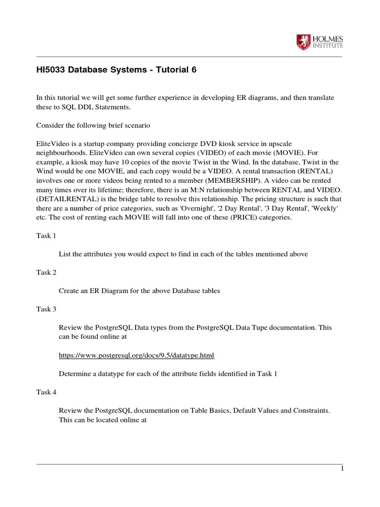 HI5033-Tutorial 6 | PDF | Databases | Postgre Sql