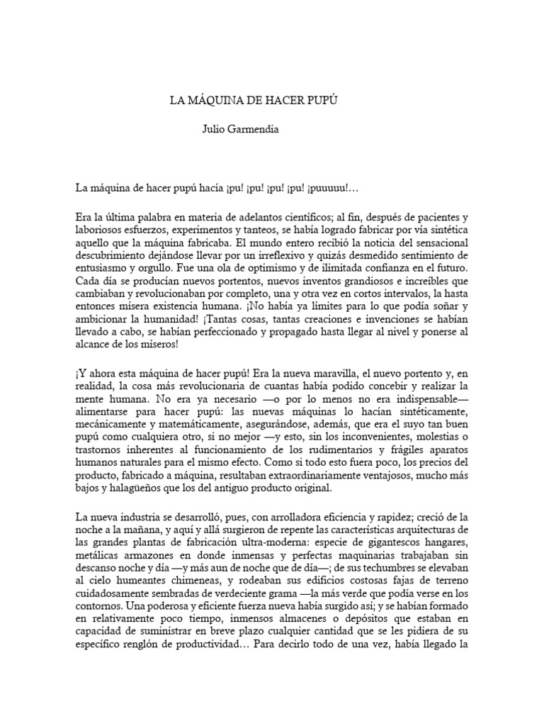 La Máquina de Hacer Pupú - Julio Garmendia | PDF | Alimentos