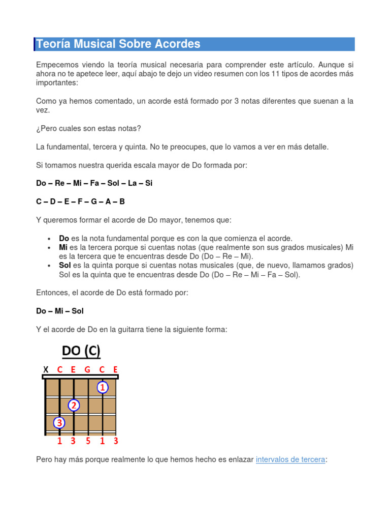 Teoría Musical Sobre Acordes | PDF | Acorde (Música) | Guitarras