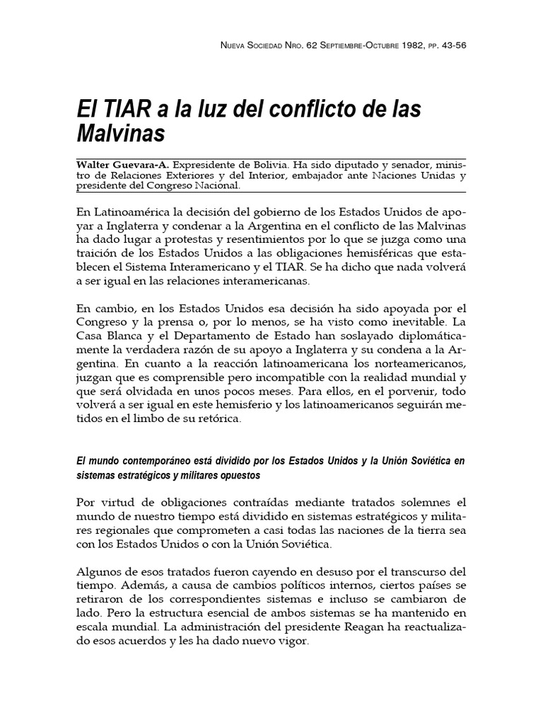 TIAR en Las MALVINAS | PDF | America latina | Los Estados Unidos