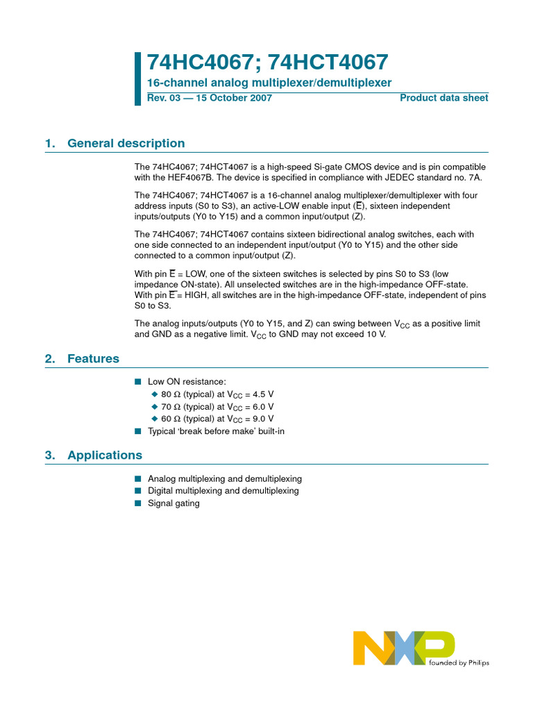 PC74HC4067P Solidyne Procesador | PDF | Multiplexing | Electrical Circuits