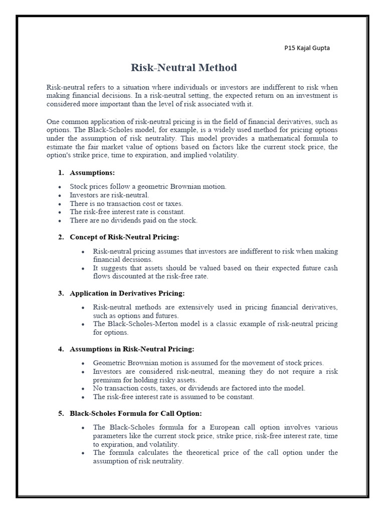 P15 Derivative Risk Neutral Method | PDF | Option (Finance) | Black ...
