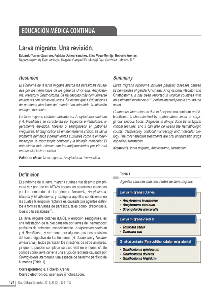 Larva Migrans Cutanea | PDF | Especialidades Medicas