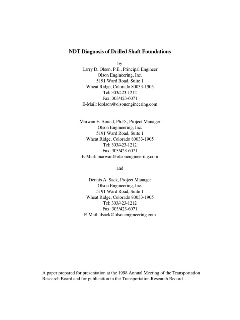 NDT Methods for Drilled Shaft QA | PDF | Deep Foundation