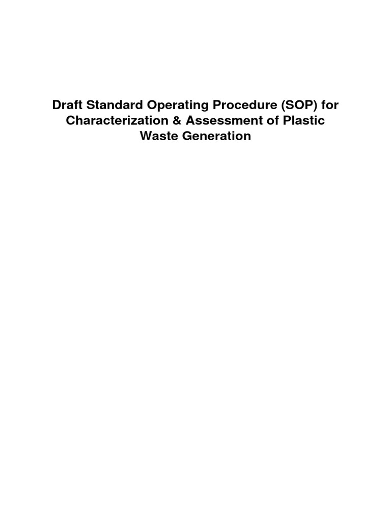 Draft (SOP) For Characterisation and Assessment of Plastic Waste ...
