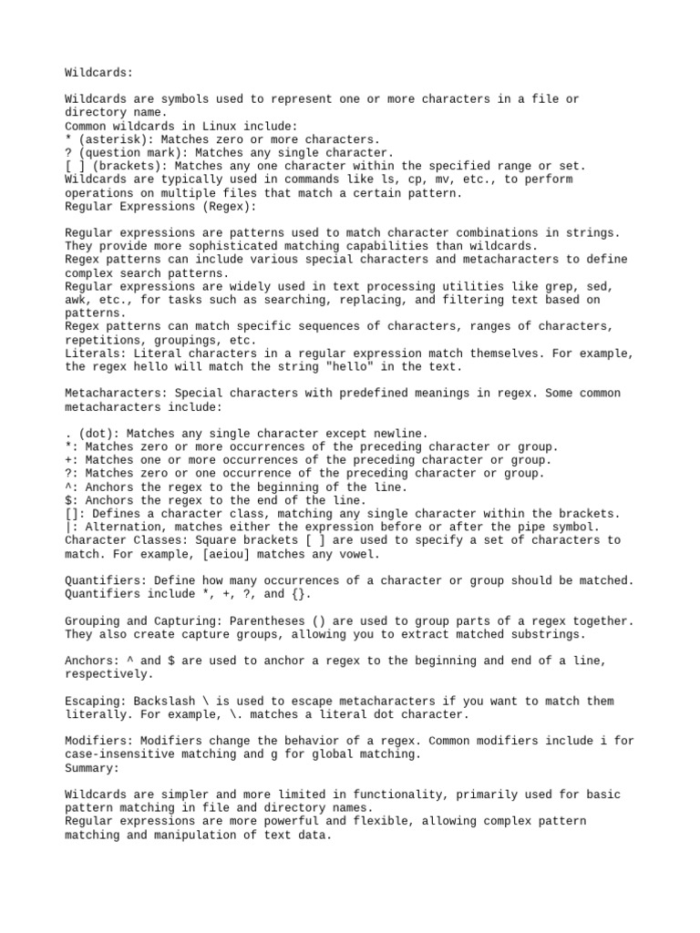 Wildcards | PDF | Regular Expression | Computer Programming