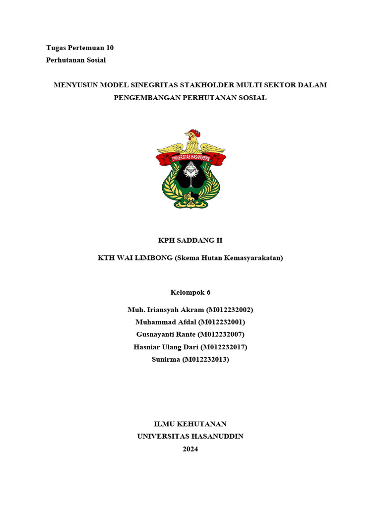Model Sinergitas Stakeholder Perhutanan Sosial | PDF