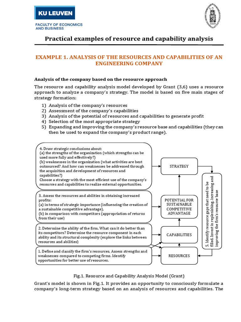 Practical Examples of Resource and Capability Analysis - KU LEUVEN | Download Free PDF ...